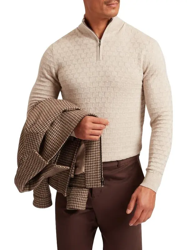 Ted Baker London Quarter-zip Sweater - Natural
