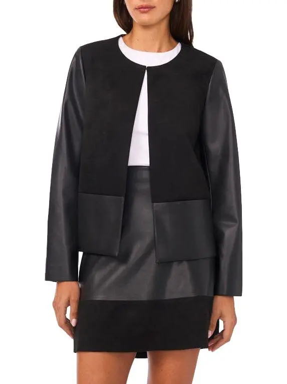 Vince Camuto Faux Suede And Faux Leather Jacket - Rich Black