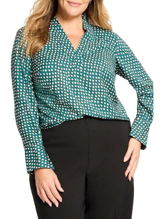 NIC+ZOE Shadow Dot Long Sleeve Top - Green Multi
