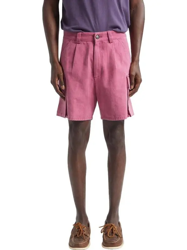 NOAH Pleated Organic Cotton Canvas Cargo Shorts - Washed Purple