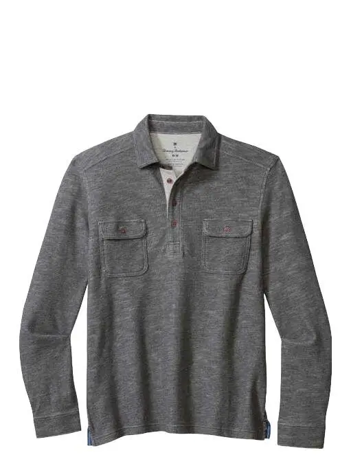 Tommy Bahama Penn Cove Long Sleeve Polo - Charcoal Heather