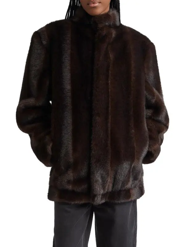 MAISON MARGIELA Faux Fur Jacket - Brown