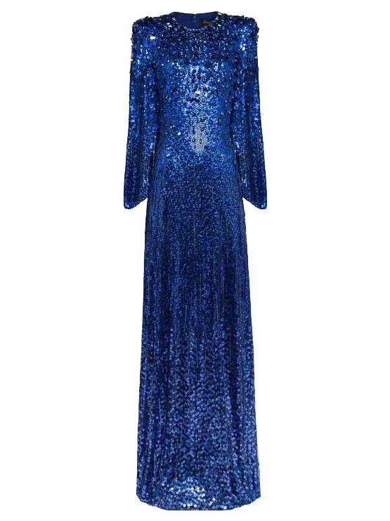 Jenny Packham Phara Sequin Gown - Delta Blue