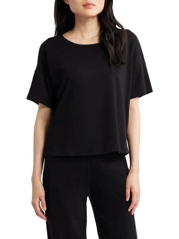 Eileen Fisher Boxy Organic Cotton T-shirt - Black