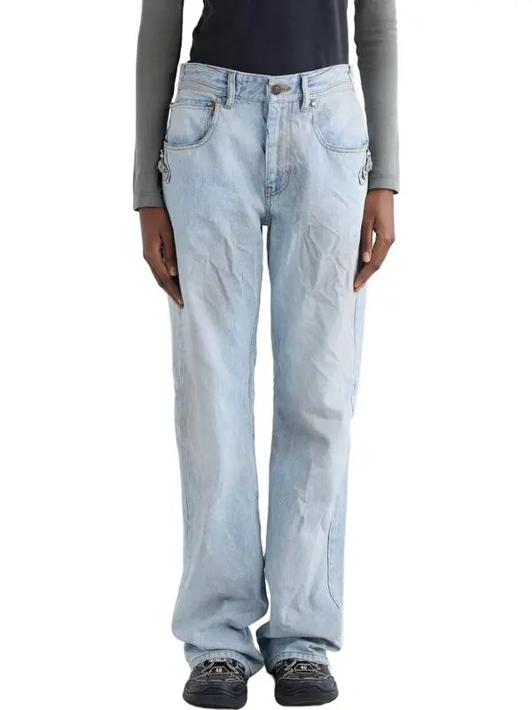 Balenciaga City Distressed Straight-leg Jeans - 4200 Light Blue