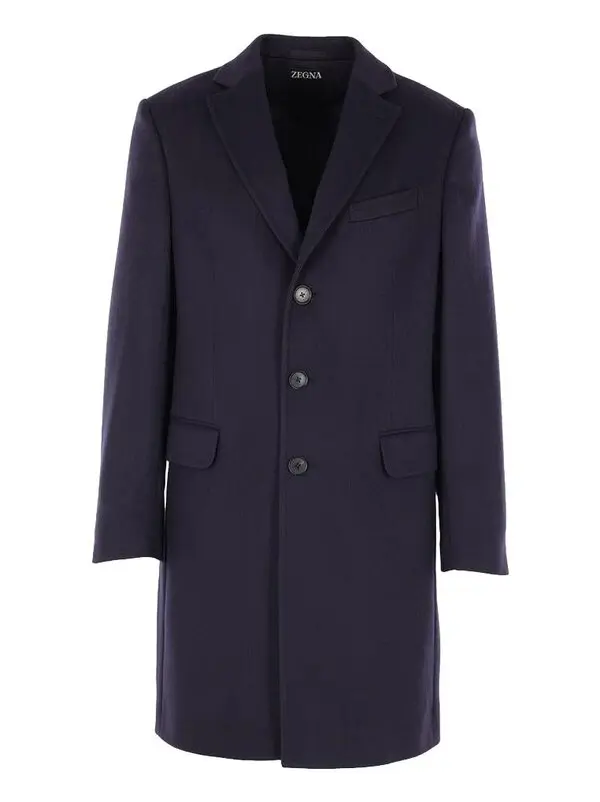 Zegna Single-breasted Wool-cashmere Coat - Blue Navy United
