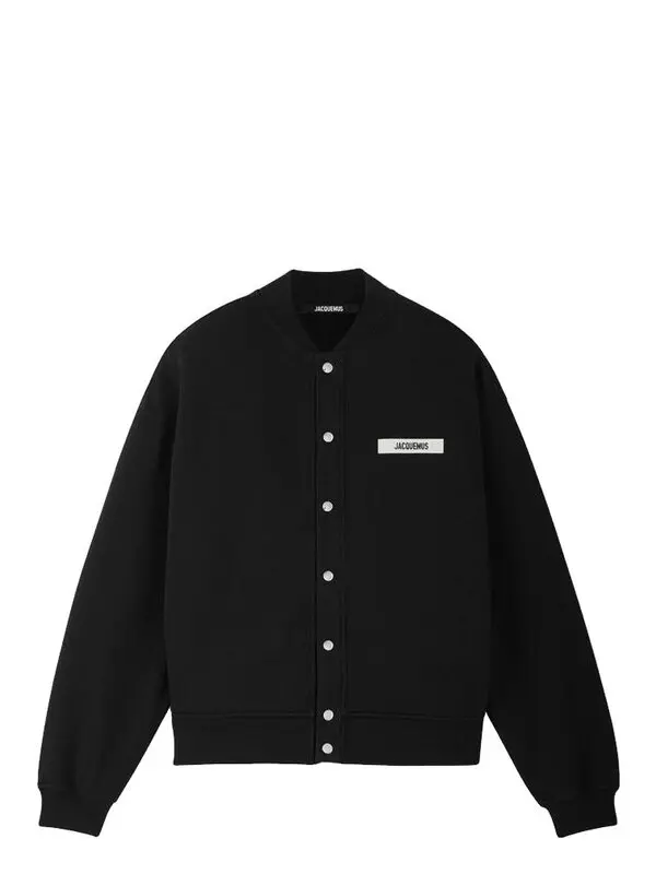 Jacquemus Gros Grain Cotton Fleece Cardigan - Black
