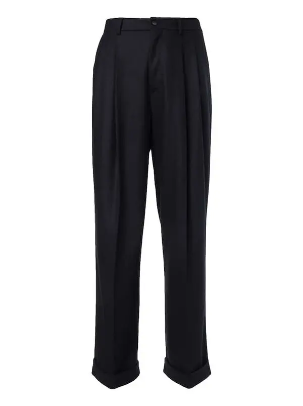 Dolce & Gabbana Virgin Wool Wide-leg Pants - Black