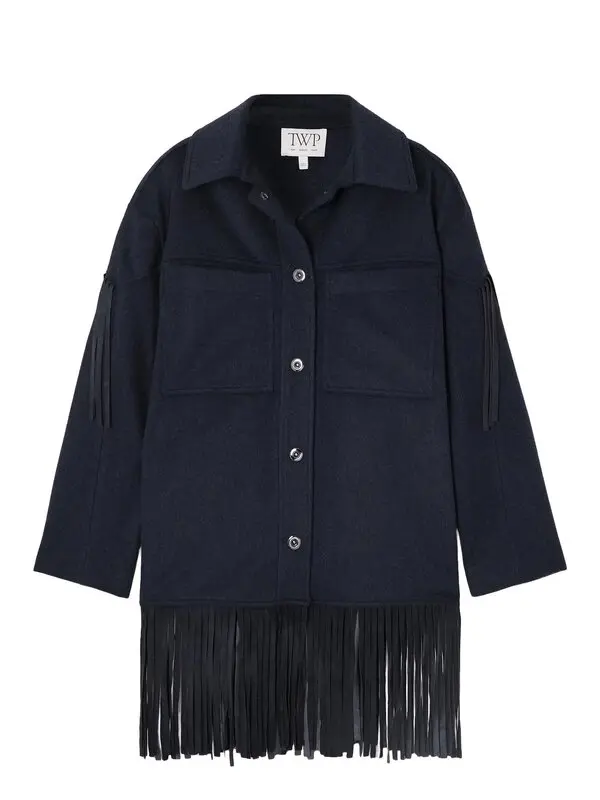 TWP Fringed Suede-trimmed Cashmere Jacket - Blue
