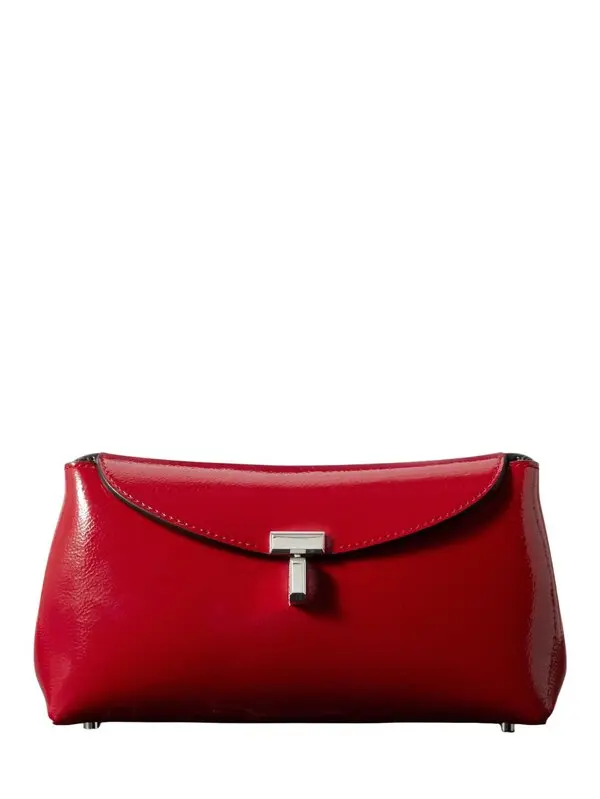 TOTÊME T-lock Mini Patent-leather Clutch - Red