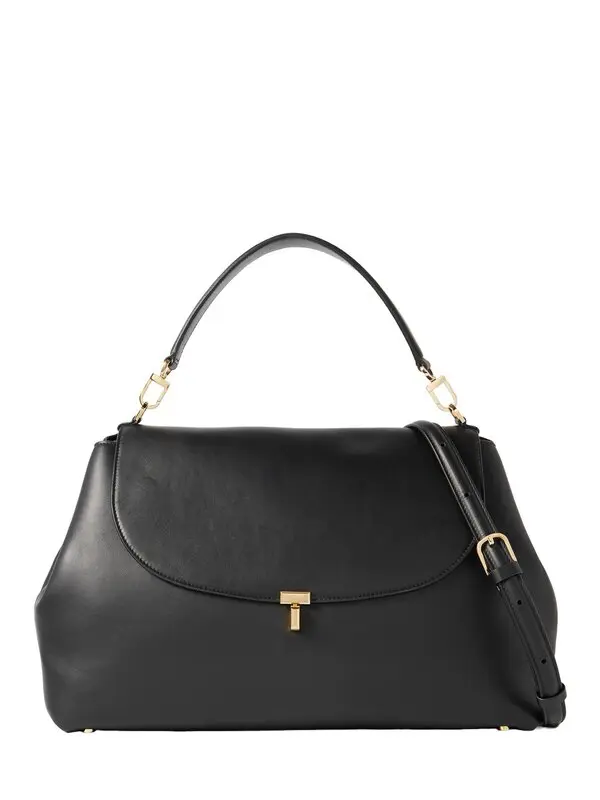 TOTEME T-lock Large Leather Shoulder Bag - Black