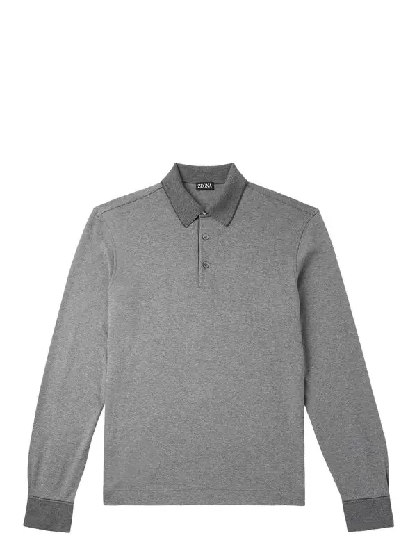 Zegna Cotton-piqué Polo Shirt - Gray