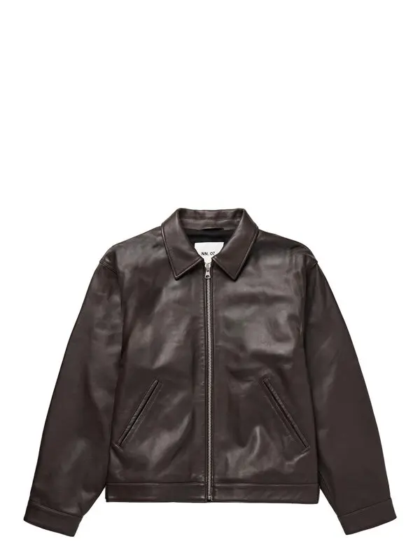 Nn07 Petrus Leather Bomber Jacket - Brown