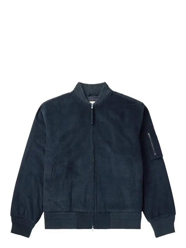 KARDO Logo-embroidered Cotton-corduroy Bomber Jacket - Blue