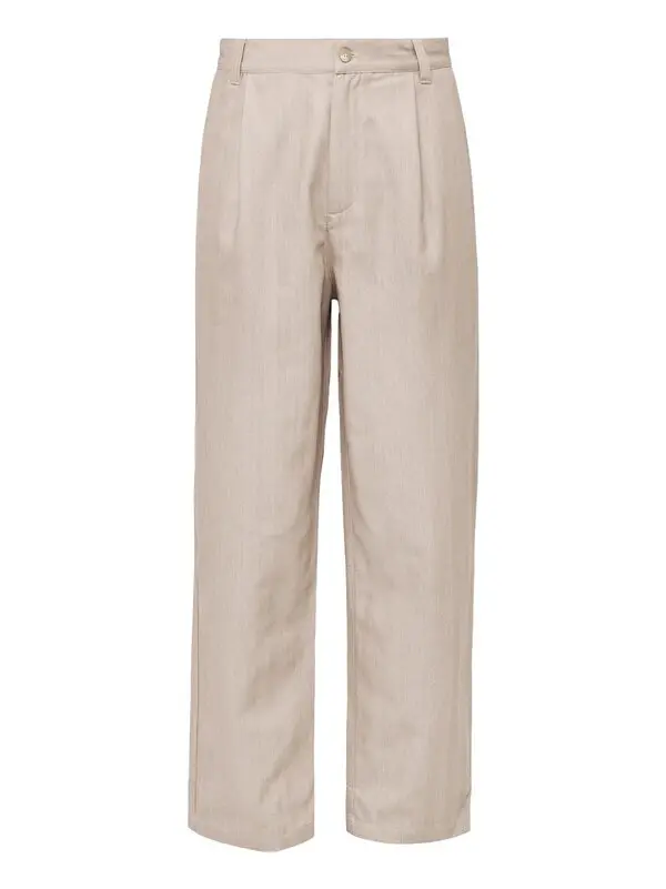 Frescobol Carioca Aldo Wide-leg Herringbone Cotton Trousers - Neutrals