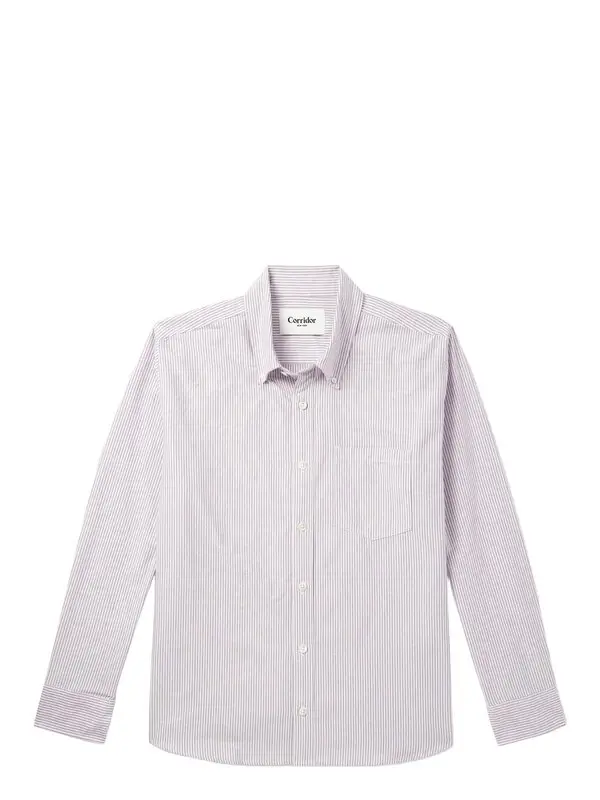CORRIDOR Striped Cotton Oxford Shirt - Purple