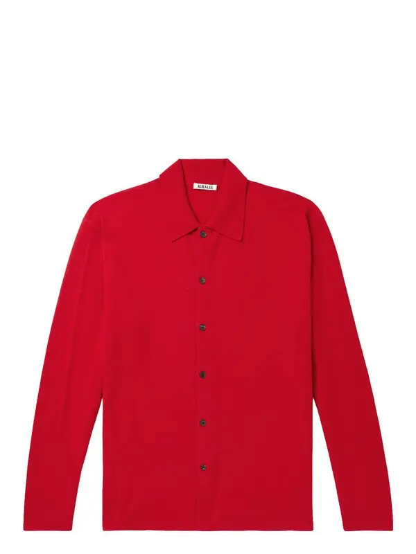 Auralee Wool Cardigan - Red