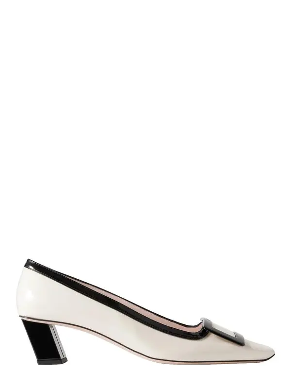ROGER VIVIER Belle Vivier 45 Buckled Patent-leather Pumps - Cream
