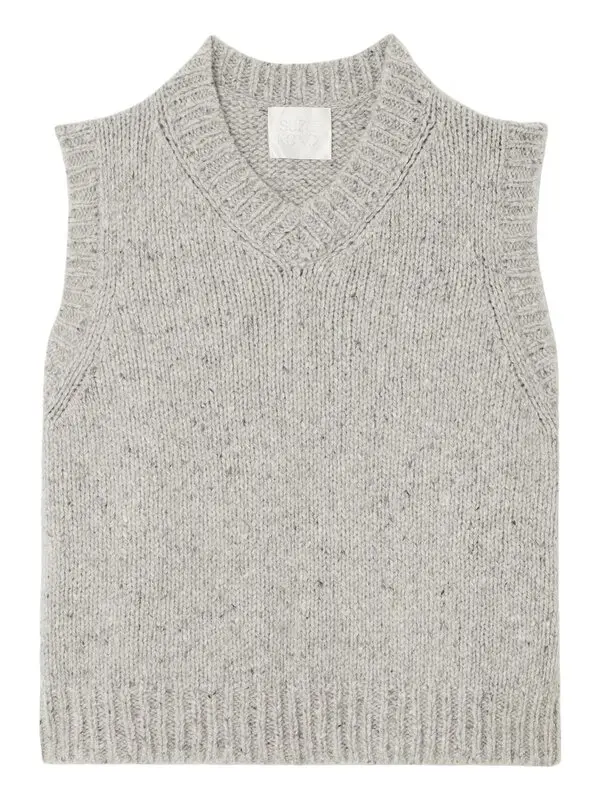 Suzie Kondi Nico Cropped Cashmere Sweater Vest - Gray