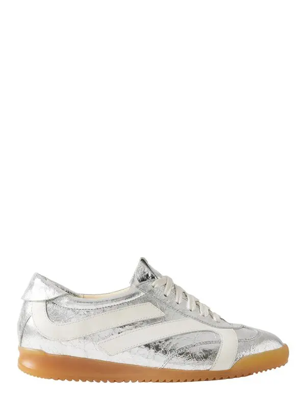 Proenza Schouler Track Paneled Metallic Crinkled-leather Sneakers - Silver