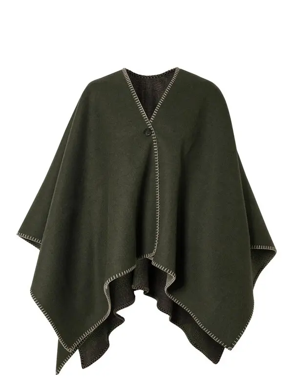 Purdey Welbeck Reversible Wool And Cashmere-blend Cape - Green