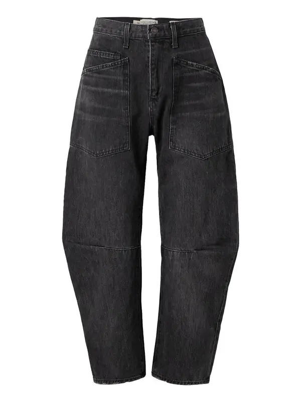 NILI LOTAN Shon Mid-rise Barrel-leg Jeans - Black
