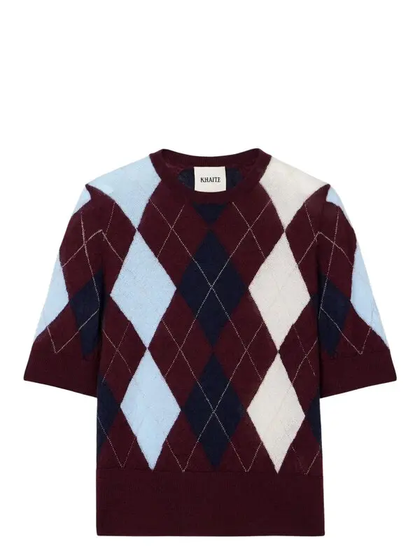 Khaite Anders Argyle Cashmere And Mohair-blend Sweater - Burgundy