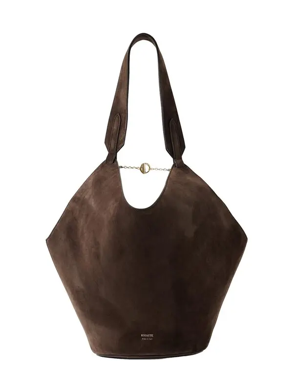 Khaite Lotus Small Suede Tote - Brown