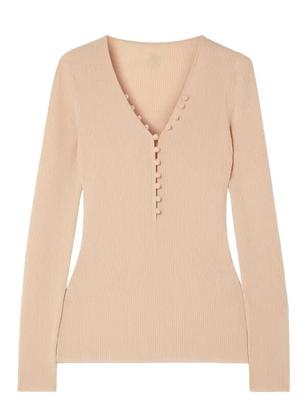 Chloé Ribbed Merino Wool Top - Pink