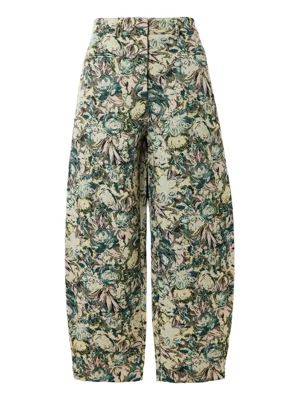 GANNI Floral Jacquard Barrel Pants - Multi