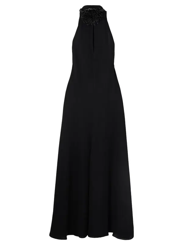 Alaïa Cut-out Embellished Leather-trimmed Crepe Midi Dress - Black