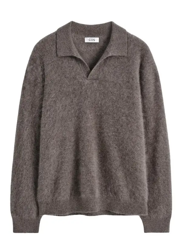 Cos Brushed-cashmere Polo Sweater - Beige