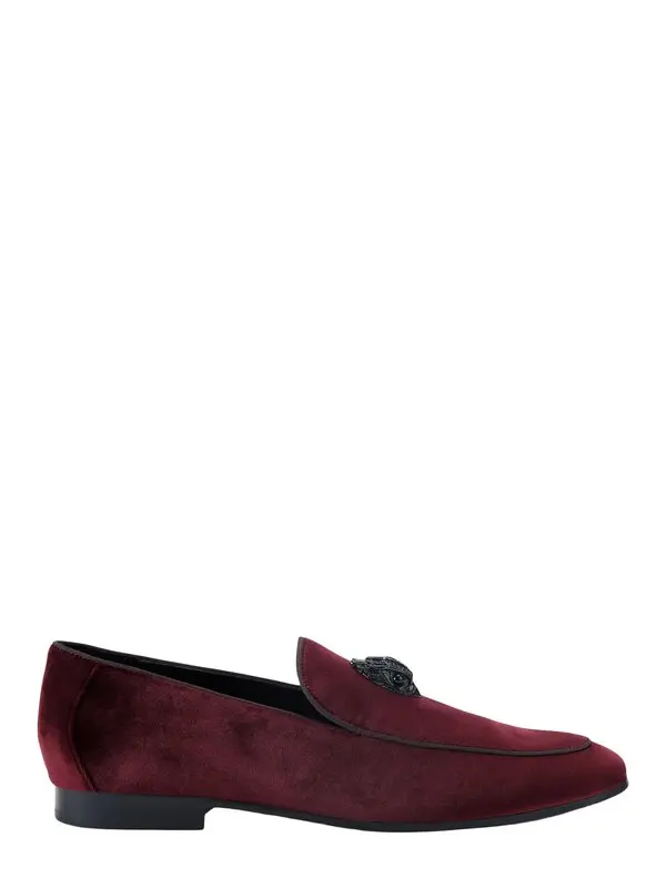 Kurt Geiger Velvet Loafers With Eagle Head Emblem - Burgundy