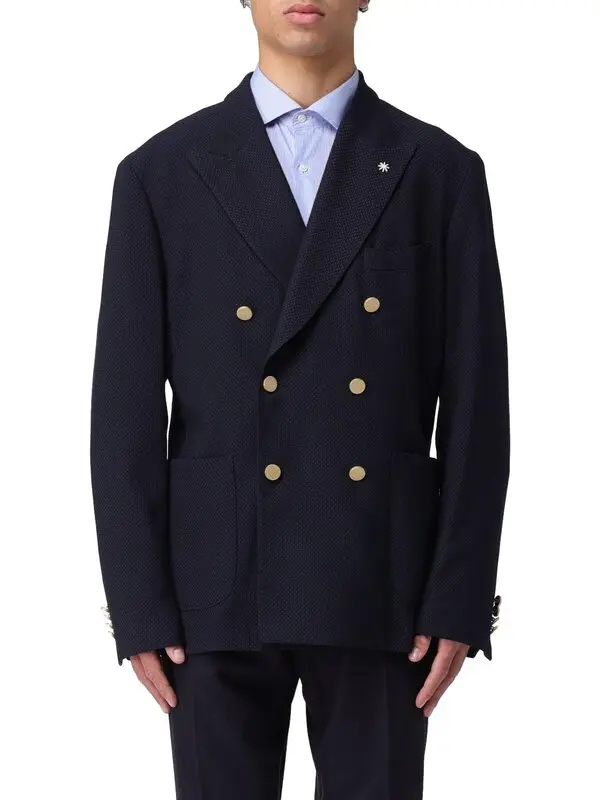 MANUEL RITZ Tailored Double-breasted Jacket - Blue