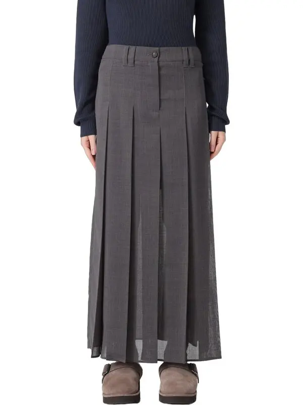 Brunello Cucinelli Pleated Maxi Skirt - Grey