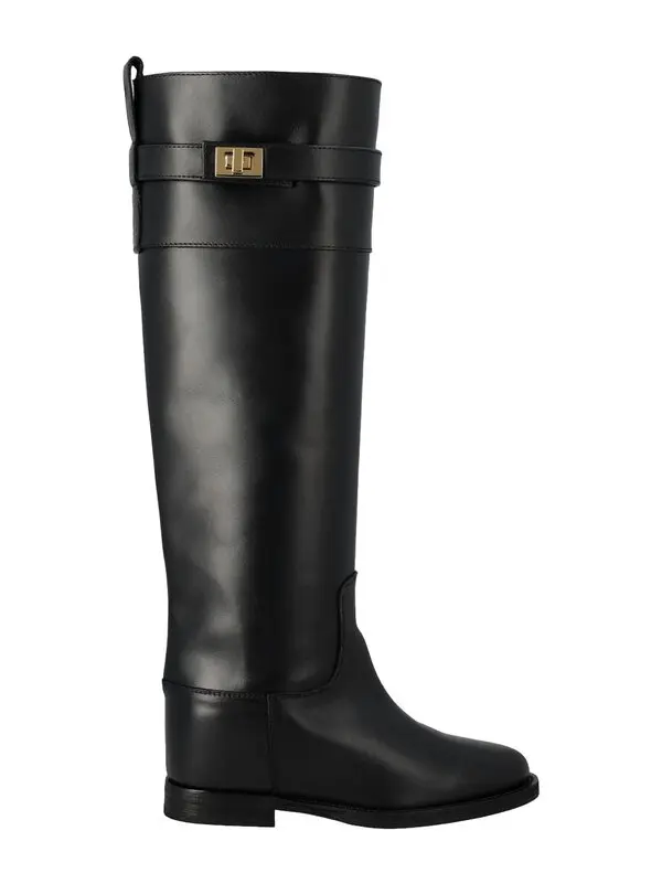 VIA ROMA 15 Buckled Knee High Boots - Black