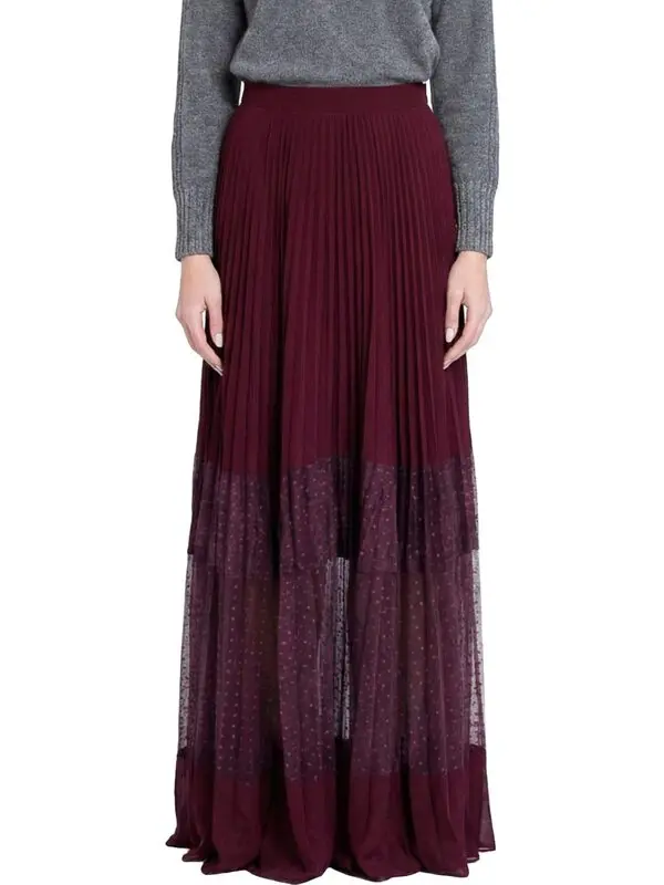 TWINSET Pleated Skirt - Wine