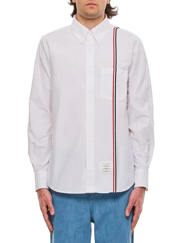 Thom Browne Button-down Shirt With Stripes - White