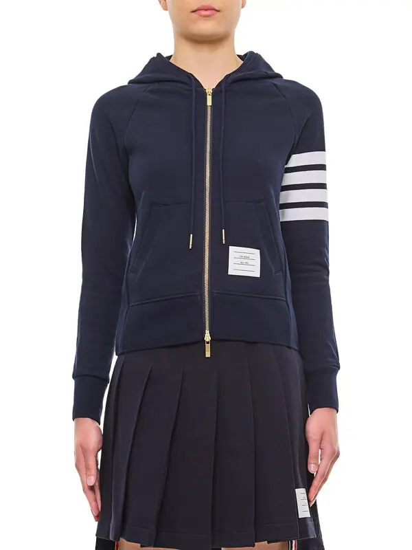 Thom Browne Hooded Zip-up Sweatshirt - Blue
