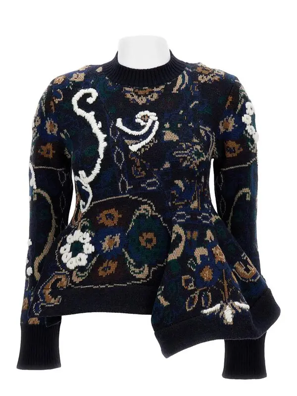 Sacai Floral Jacquard Pullover - Blue