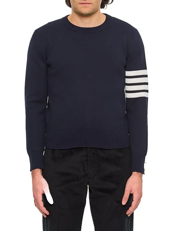 Thom Browne Pullover With 4-bar Stripe - Blu
