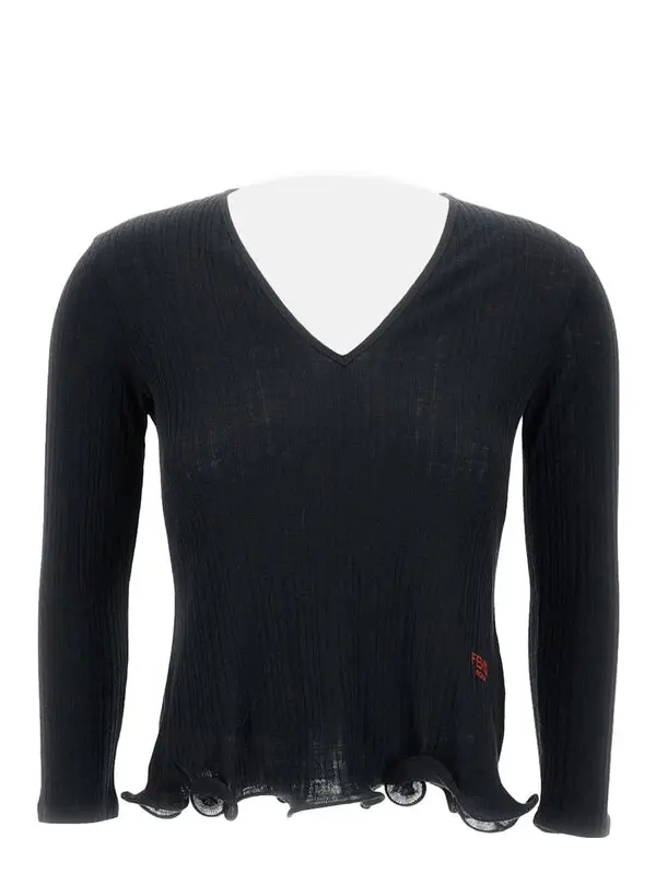 Fendi Roma Ribbed Top - Black