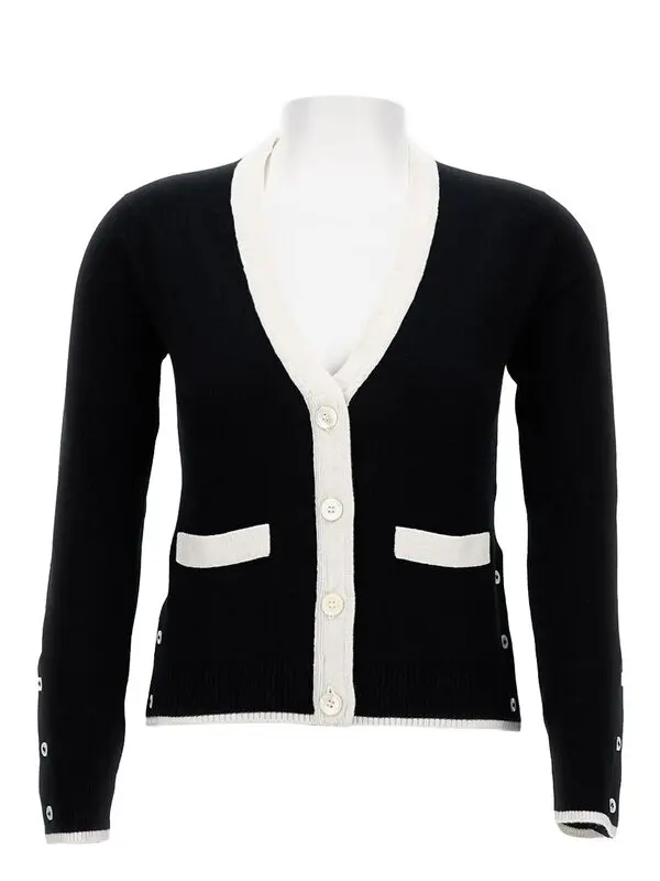 Thom Browne V-neck Cardigan - Black