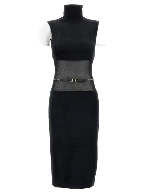 Elisabetta Franchi Knit Midi Dress - Black