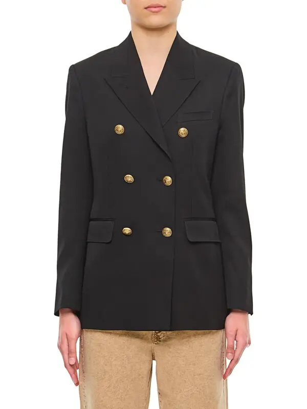 GOLDEN GOOSE Double-breasted Blazer With Golden Buttons - Black