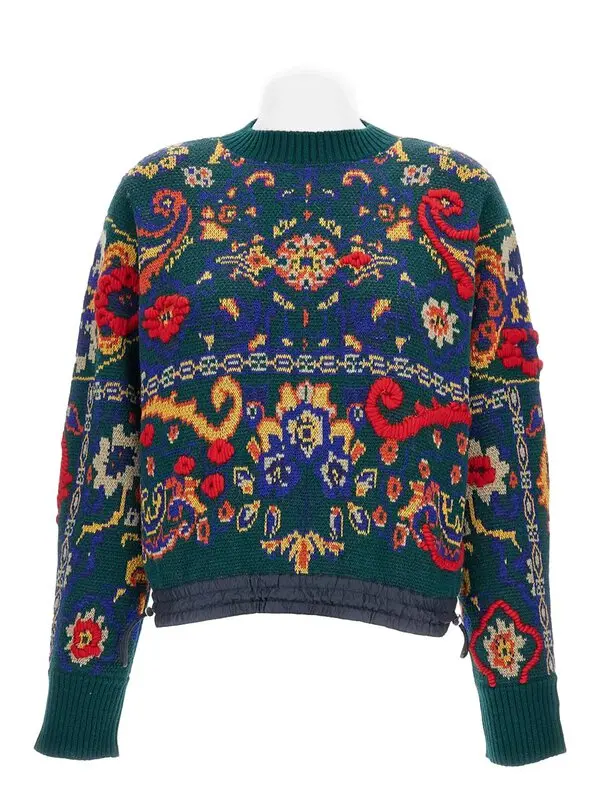 Sacai Floral Jacquard Pullover - Green