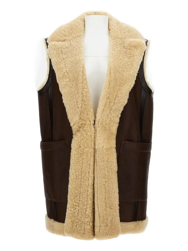 Bottega Veneta Long Leather Gilet - Brown
