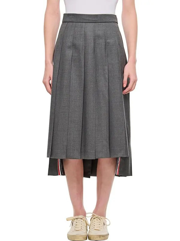 Thom Browne Midi Pleated Skirt - Grey