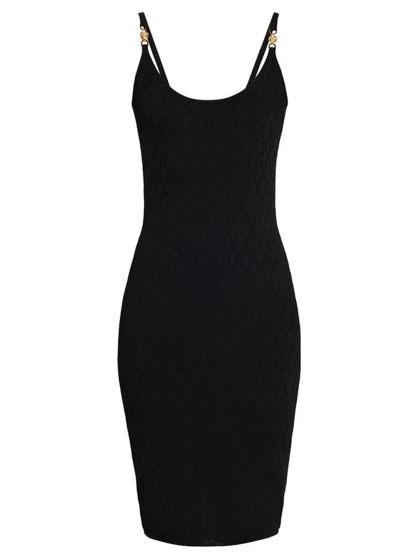 Versace Knit Jacquard Midi Dress - Black