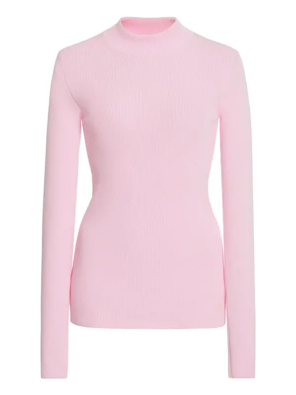 JIL SANDER Ribbed Mock Neck Sweater - Light Pink